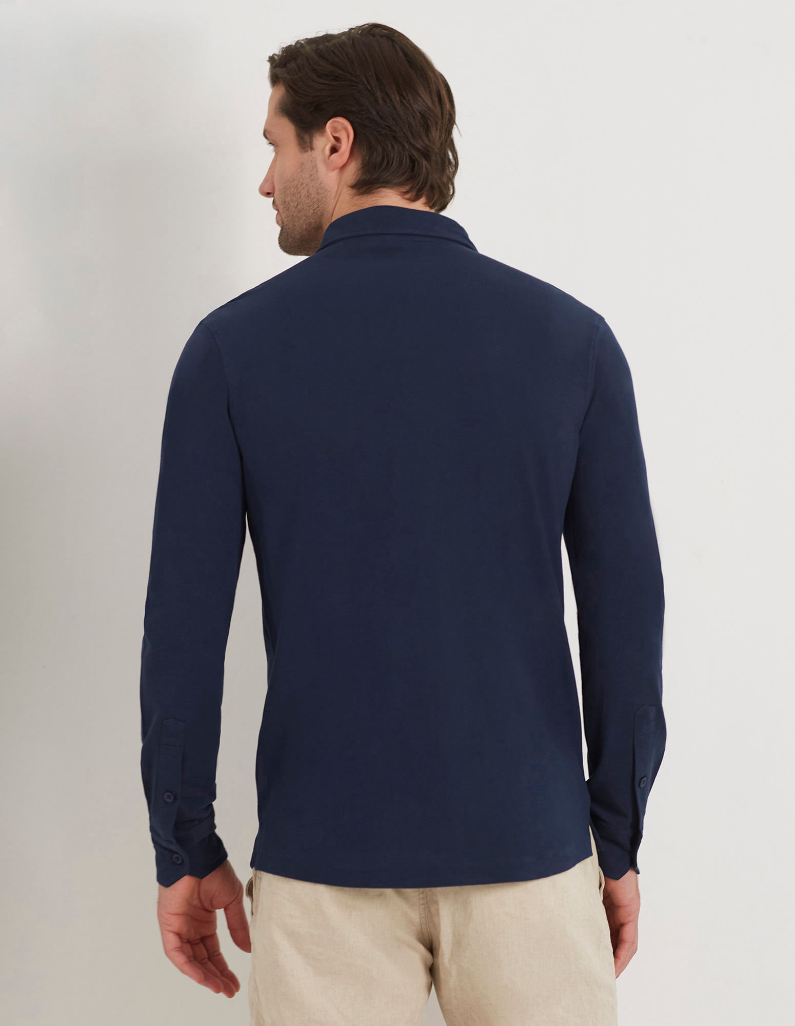 Camicia da uomo blu scura in piquet di cotone Easy Living - Yamamay